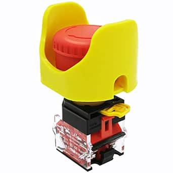 mxuteuk 1NC 1NO Red Mushroom Switch，22mm Red Mushroom Emergency Stop ...