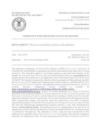 Amazon.com: AIR FORCE INSTRUCTION 11-418 OPERATIONS SUPERVISION eBook ...