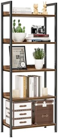 Amazon.com: Furologee 6 Tier Tall Bookshelf, Industrial Narrow Bookcase, Display Standing Shelf ...