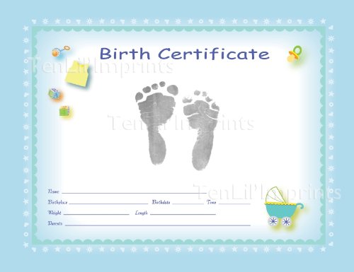 Amazon.com : TenLil'Imprints Birth Certificate Kit, Blue/Black : Baby ...