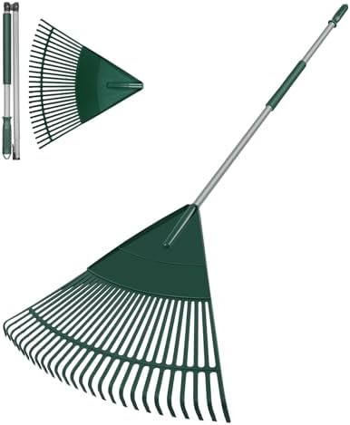 Amazon.com : Garden Leaf Rake, 65.7" Garden Rakes with Foldable ...
