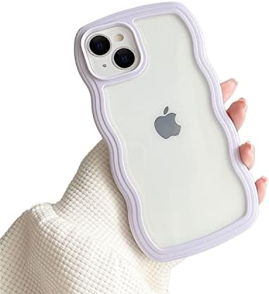 Amazon.com: Ownest Compatible with Clear iPhone 15 Case Cute Simple Curly Wave Bumper Case ...