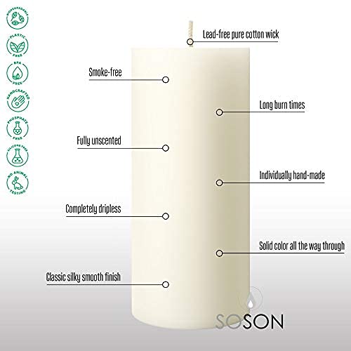 Simply Soson 2x4 inches Ivory Pillar Candles Set of 10 - Unscented ...