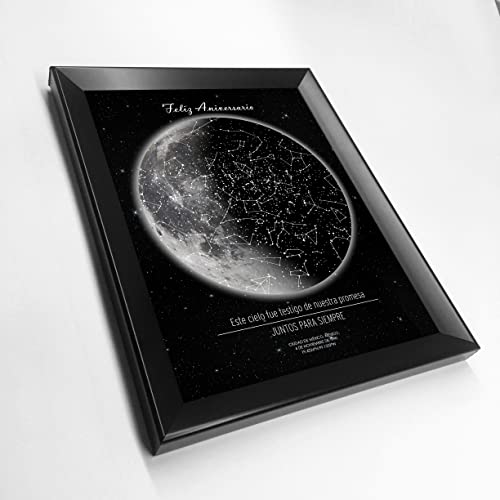 Mapa estelar personalizado luna menguante con marco 40 x 32 cm Cuadro ...