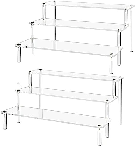 Gonice Acrylic Clear Display Riser, Cupcake Stand, 3 Tier 2 Pack ...