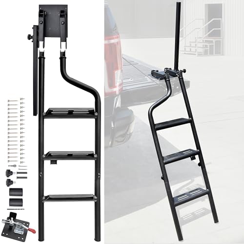Amazon.com: KEWISAUTO Foldable Pickup Truck Tailgate Ladder with Grab ...