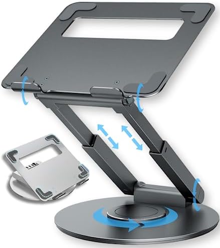 Swivel Laptop Stand, Adjustable & Foldable - Ergonomic Height ...