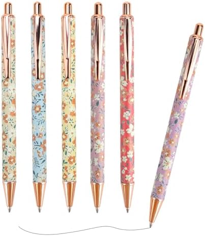 6 pcs Floral Ballpoint Pens, Floral Art Fashionable Personalized ...