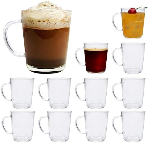 Amazon.com: QAPPDA Glass Mugs 12 oz, Clear Coffee Mugs With Handle ...