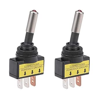 Amazon.com: uxcell 2Pcs SPST Latching Rocker Toggle Switch Red LED ...