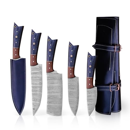 Amazon.com: Chef Knife Set - 5 Piece Premium Japanese Steel Damascus ...