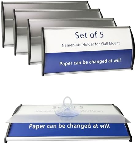 Amazon.com: Set of 5 Curved Name Plate Holder 8" x 4" Wall Mount Office ...