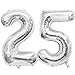 Amazon.com: 25 Balloon Number, 40 Inch Silver Foil Balloons Giant Jumbo ...