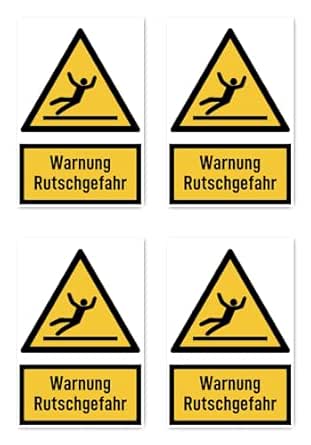 Stickers: 112.5 x 75 mm, Pack of 4 - Warning Risk of Slippage - Warning ...