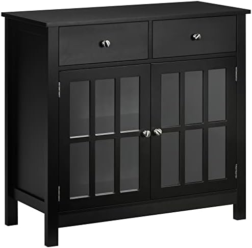 HOMCOM Sideboard Buffet Cabinet, Accent Kitchen Cabinet with Glass ...