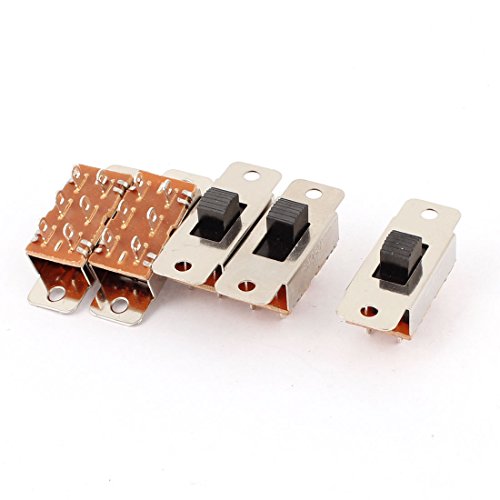 KAI-03 LXM 5 Pcs On/Off/On 3 Position DPDT 2P2T PCB Panel Slide Switch 6A/125V 3A/250V AC ...