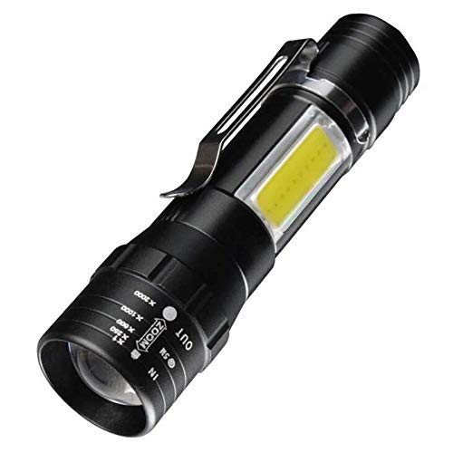SKPM Sun Rechargeable and Zoomable Aluminum Flashlight with COB Side ...