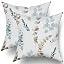 Brown Blue Leaf Throw Pillow Covers 20X20 Inch Spring Watercolor ...