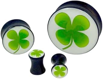 Amazon.com: 8g (3 mm) Four Leaf Clover Plugs Logo Double Flare Saddle ...