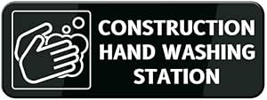 Amazon.com : Construction Hand Washing Station Sign, 10 X 3 Inches ...
