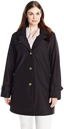 Amazon.com: Larry Levine Women's Plus-Size Swing Raincoat, Black, 3X ...
