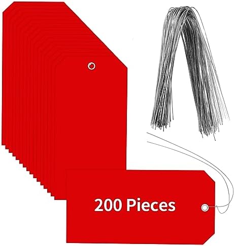 Amazon.com : 200 Red Plastic Shipping Tags with Wire - 4 3/4" x 2 3/8 ...