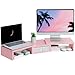 Amazon.com: TEAMIX Pink Dual Monitor Stand Riser with Drawer - Length ...