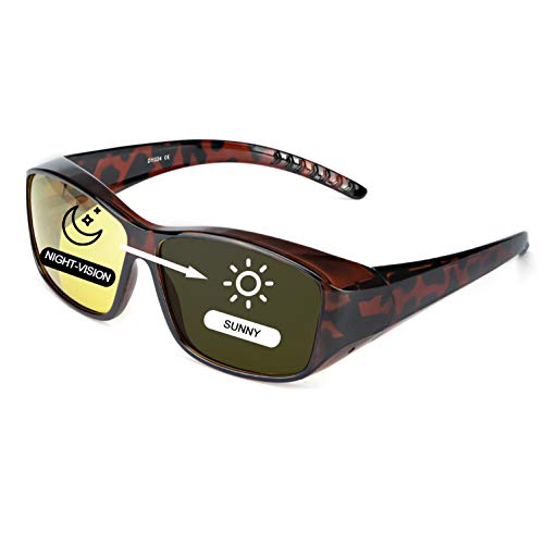 LVIOE Wrap Around Night-Driving Glasses with HD Polarized Yellow Lens ...