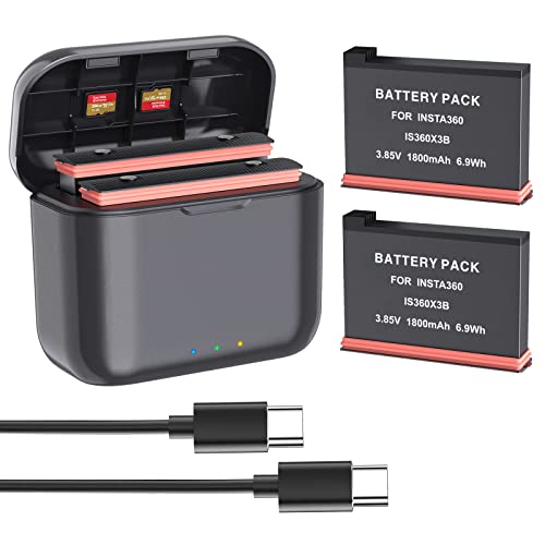 Fast Battery Charger Hub and Batteries(2 Packs) for Insta 360 X3,2 ...