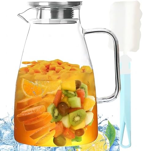 Amazon.com: Oval Orange Glass Pitcher with Lid and Spout (1.5 L | 51 oz ...