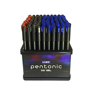 Pentonic 0.6 mm Gel Pen Box Stand | Blue, Black & Red Ink | Set of 100 ...