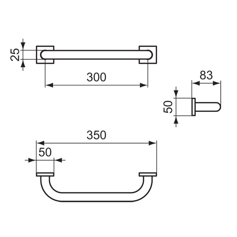 Ideal Standard IOM Square 300mm Grab Rail, Chrome, E2203AA – BigaMart