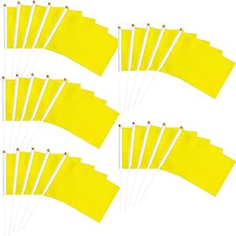 50 Packs Plain Yellow Hand-hold Mini Flag Solid Color DIY Graffiti ...