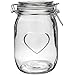 Nicola Spring Heart Glass Storage Jars with Airtight Clip Lid - 1 Litre ...