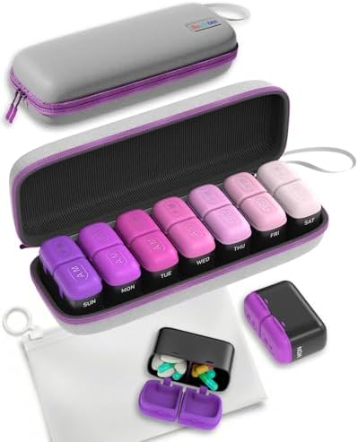 Amazon.com: Weekly Pill Organizer 2 Times a Day, 7 Day Travel Medicine ...