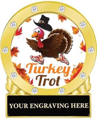 Amazon.com: Crown Awards 1.35" Engravable Turkey Trot Pin, Gold Turkey ...
