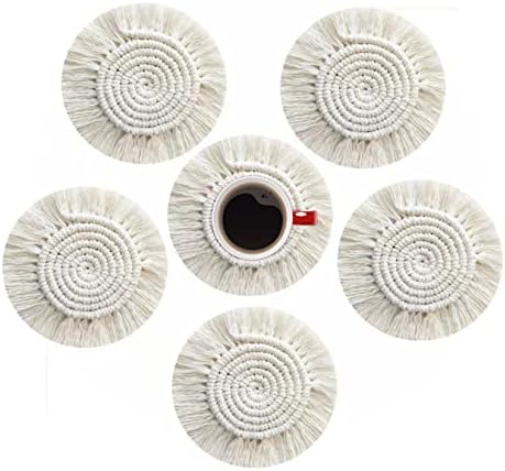 Amazon.com: 2 PCS Boho Coasters for Drinks Absorbent, Macrame Cotton ...