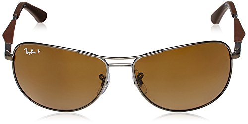 Buy Ray Ban Aviator Sunglasses (Gun Metal and Brown) (RB-3519-029/83|59 ...