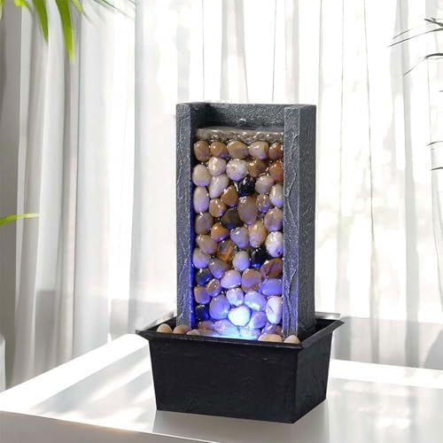 Amazon.com: Kalona Tabletop Waterfall Fountain Pebble Indoor Water ...