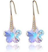 Amazon.com: EVEVIC Rose Flower Necklace Earrings Set for Women 18K Gold ...