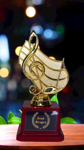 GOLDEN DIVINE Best Singer Award Trophy with Singing Logo Its Best Award ...
