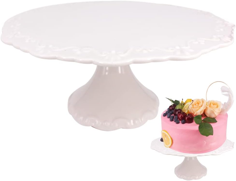 Amazon.com: Simply Elegant Crystal Glass Beaded Edge Pedestal Cake ...