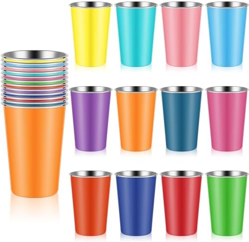 Amazon.com | Uiifan 16 oz Stainless Steel Pint Cup Stackable Tumblers ...
