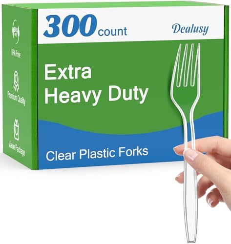 Amazon.com: Comfy Package [300 Pack] Heavyweight Clear Plastic Forks ...