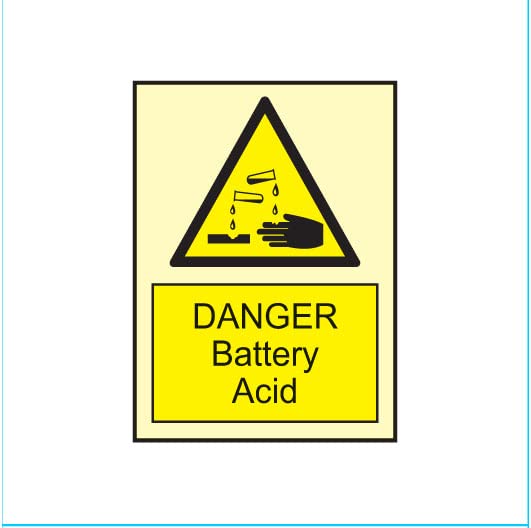 Danger Battery Acid Safety Sign Wood Board PVC Waterproof Sticker ...