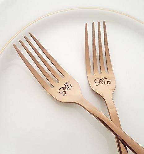 Amazon.com: Wedding gift for kitchen, personalized forks, bronze color ...