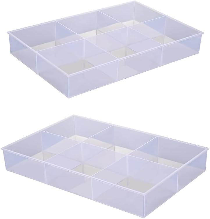 Amazon.com: BangQiao 2 Pack Fixed 6 Grids Clear Plastic Organizer ...