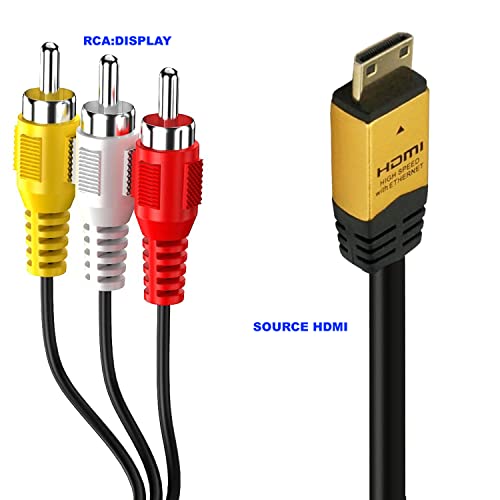 Mini HDMI to RCA Cable 6FT with IC, HDMI Male to 3-RCA AV Cable Video ...