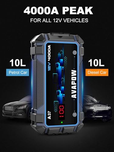 AVAPOW Car Battery Jump Starter 4000A Peak,12V Portable Jumpstart Box ...