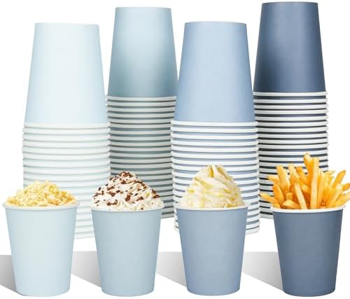 Amazon.com: AimFun 100 Pcs Dusty Blue Paper Cups 9oz Gradient Blue ...